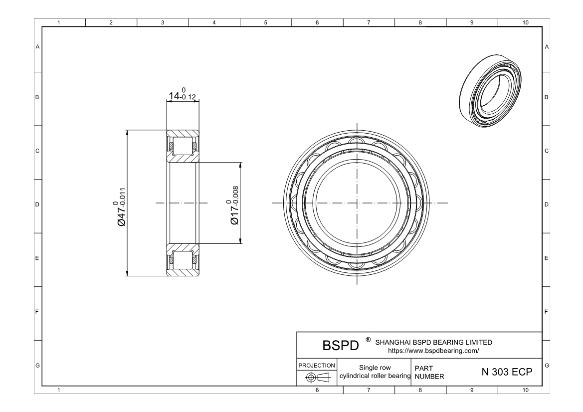 N 303 ECP Single row cylindrical roller bearing | BSPD Bearing ...