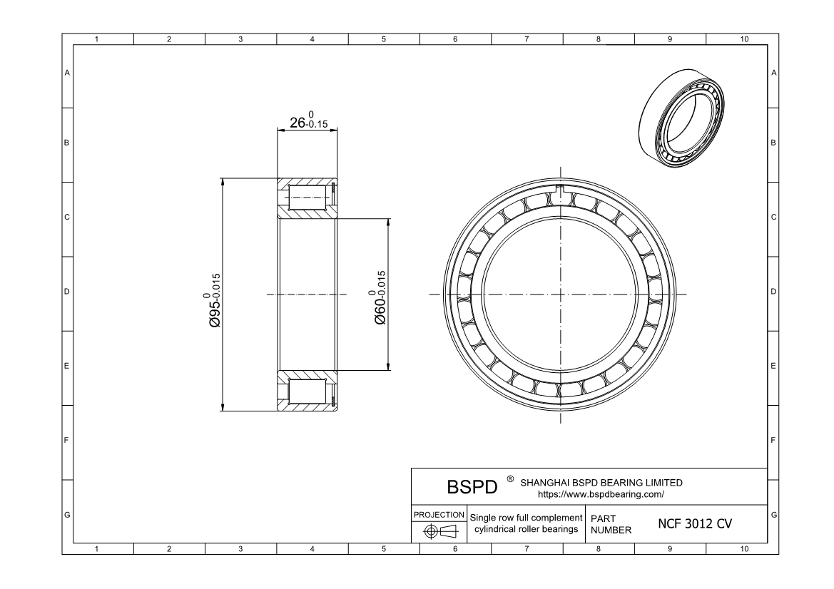NCF 3012 CV High-capacity cylindrical roller bearings | BSPD Bearing ...