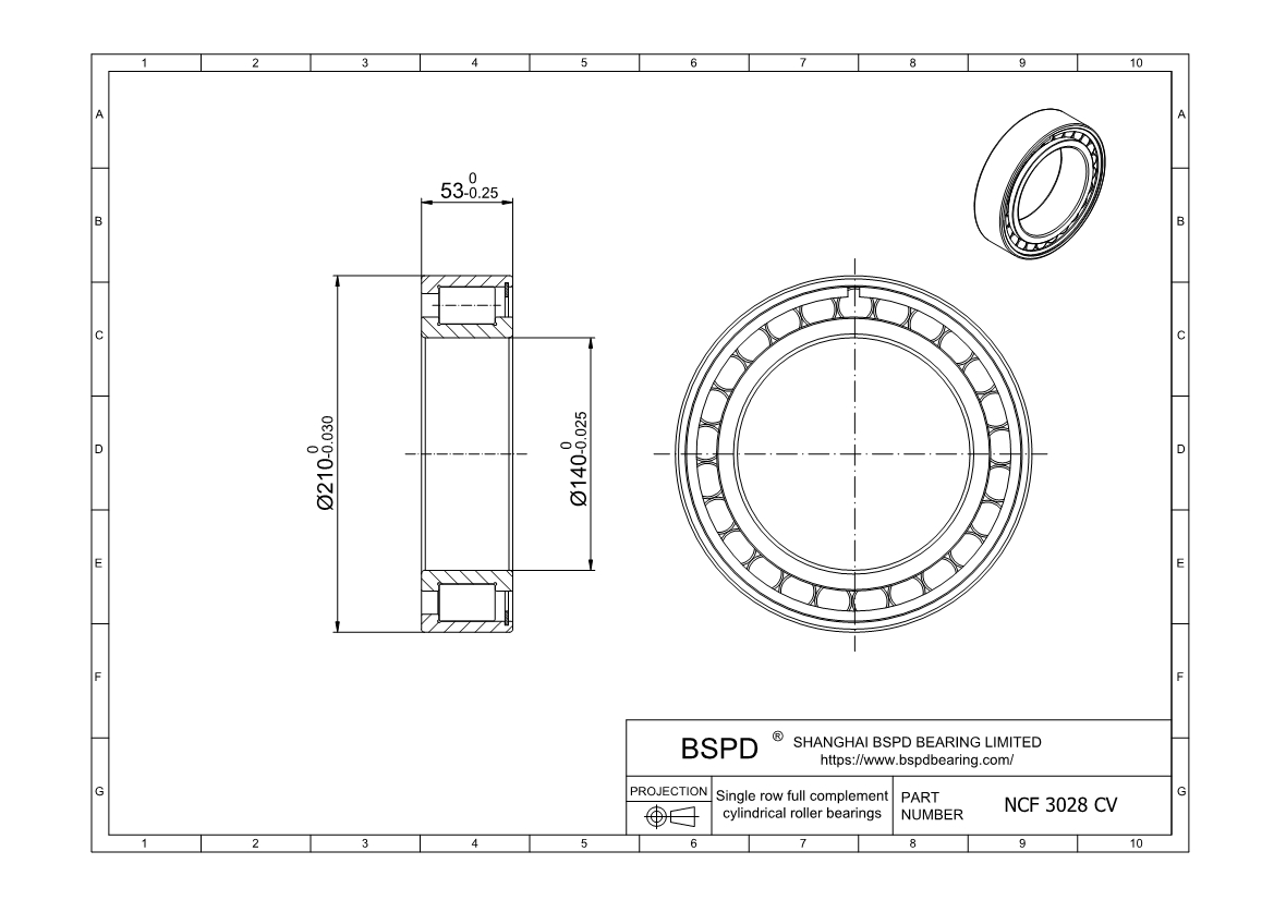 NCF 3028 CV High-capacity cylindrical roller bearings | BSPD Bearing ...