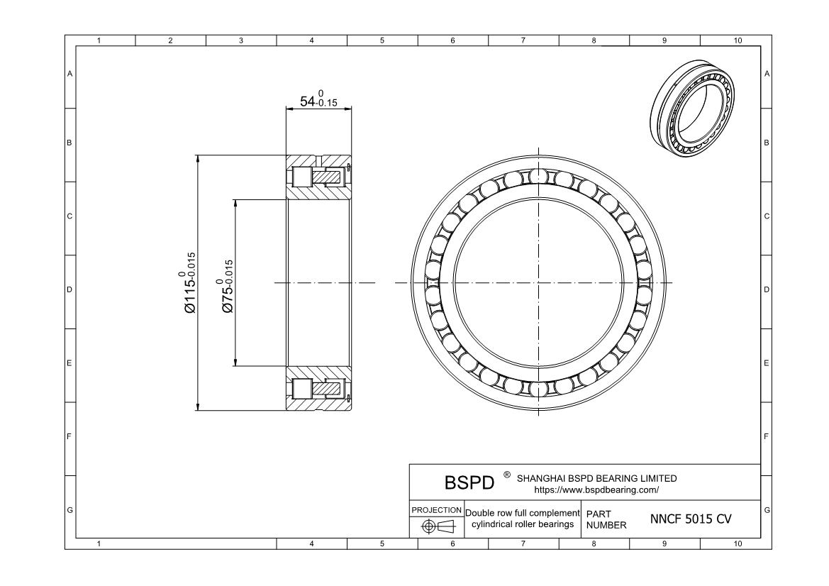 NNCF 5015 CV Double row full complement cylindrical roller bearings ...