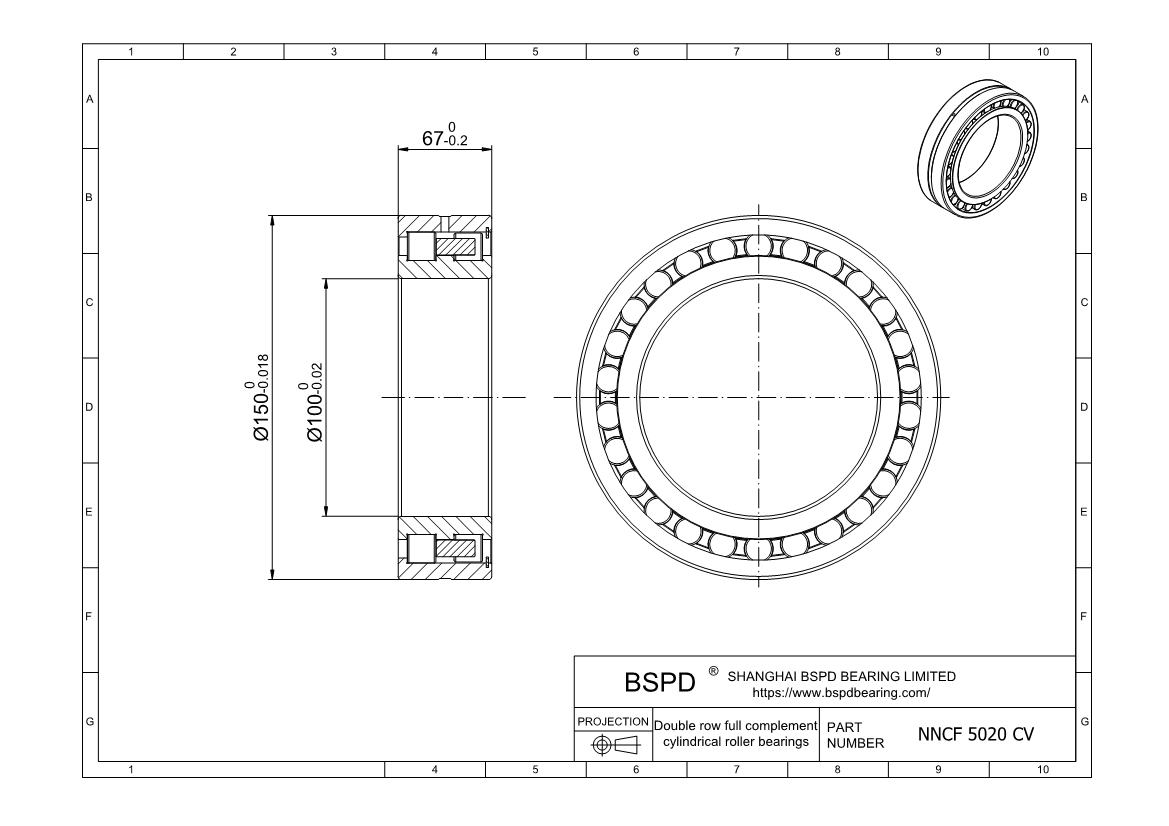 NNCF 5020 CV Double row full complement cylindrical roller bearings ...