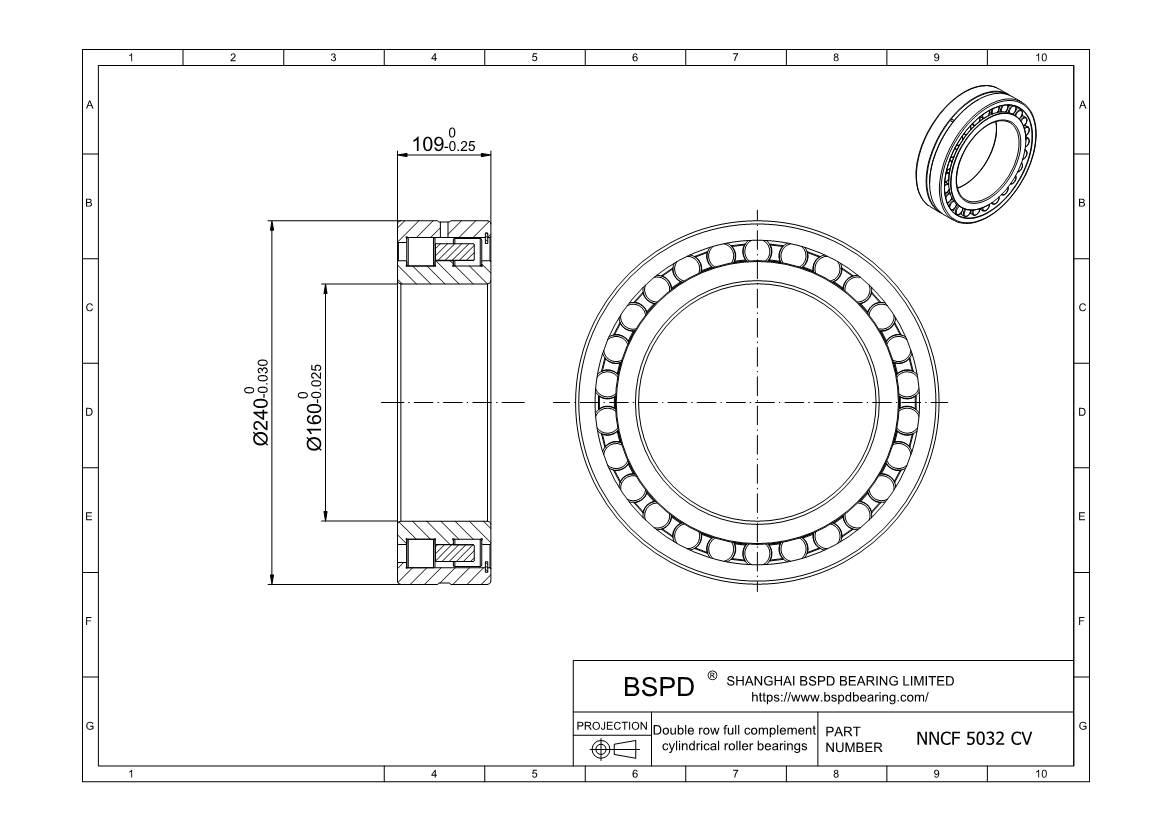 NNCF 5032 CV Double row full complement cylindrical roller bearings ...