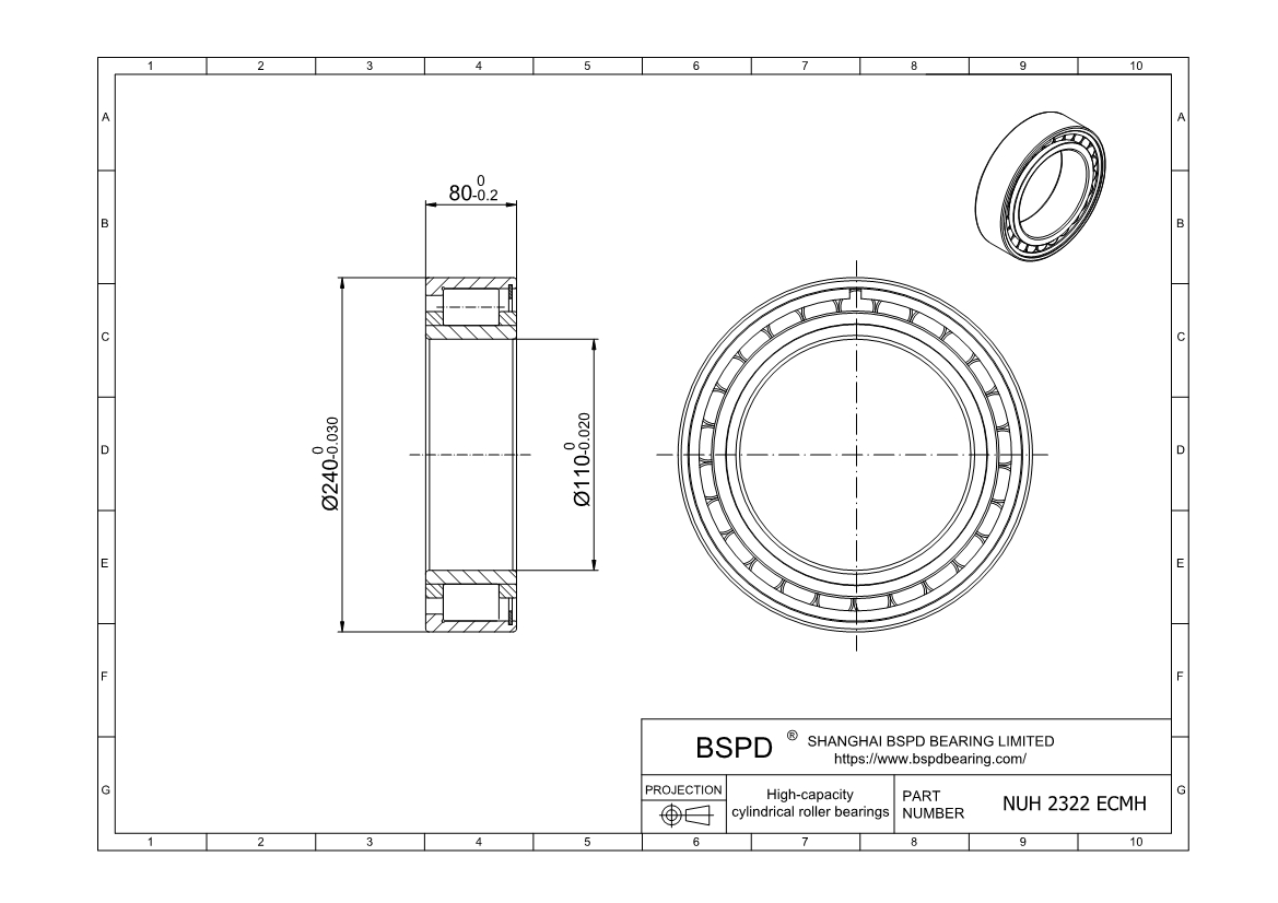 NUH 2322 ECMH Single row full complement cylindrical roller bearings ...