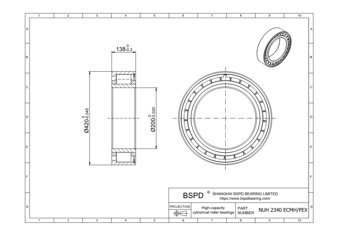 NUH 2340 ECMH/PEX Single row full complement cylindrical roller ...