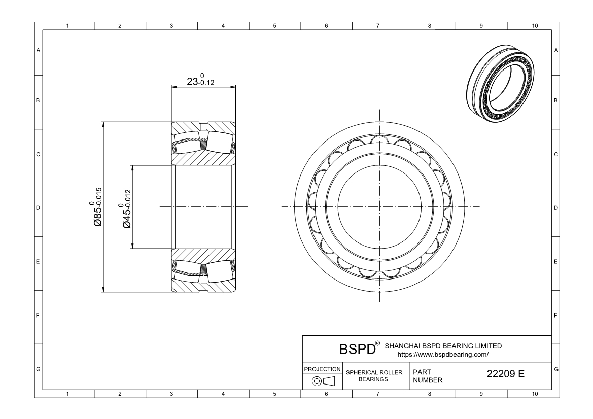 22209 E Spherical roller bearings | BSPD Bearing Manufacturing