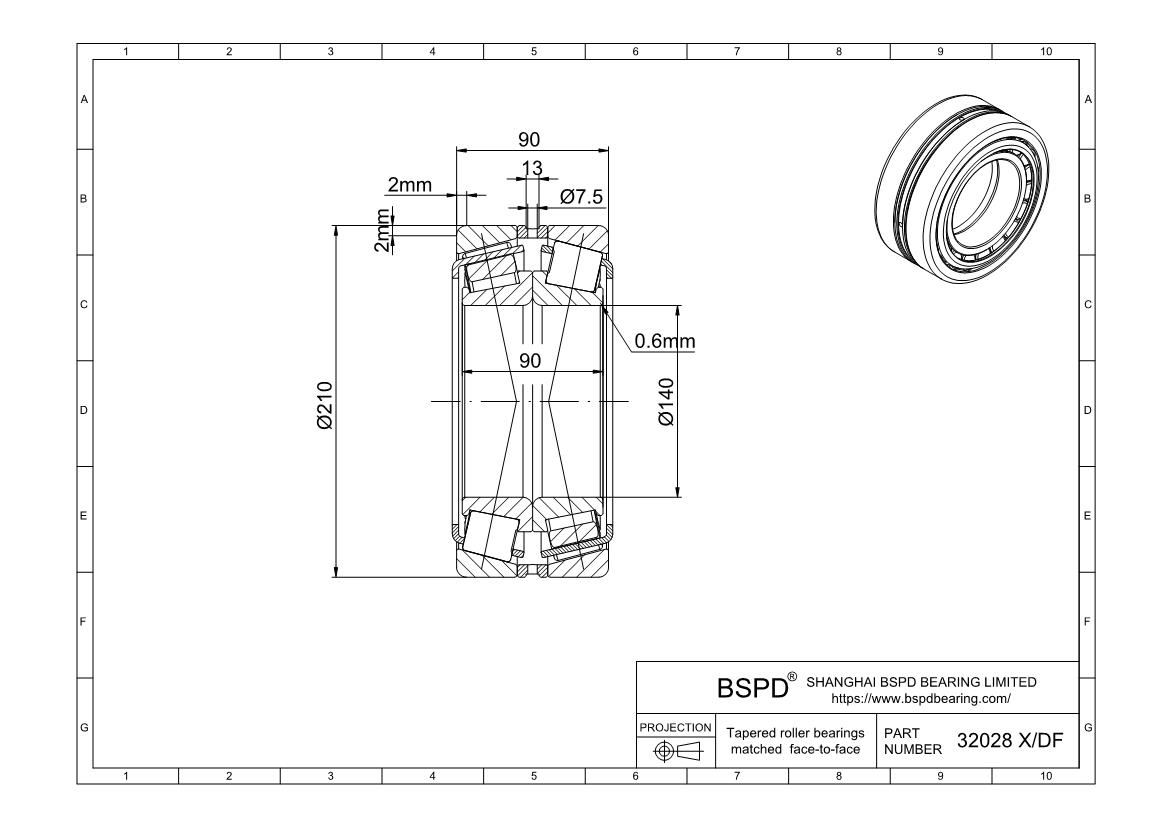 32028 X/DF Tapered roller bearings& single row& matched face-to-face ...