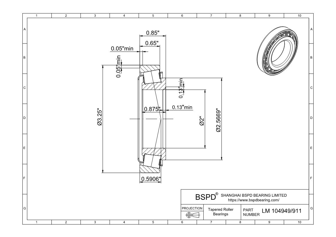 LM 104949/911 Inch Single Row Tapered Roller Bearings | BSPD Bearing ...