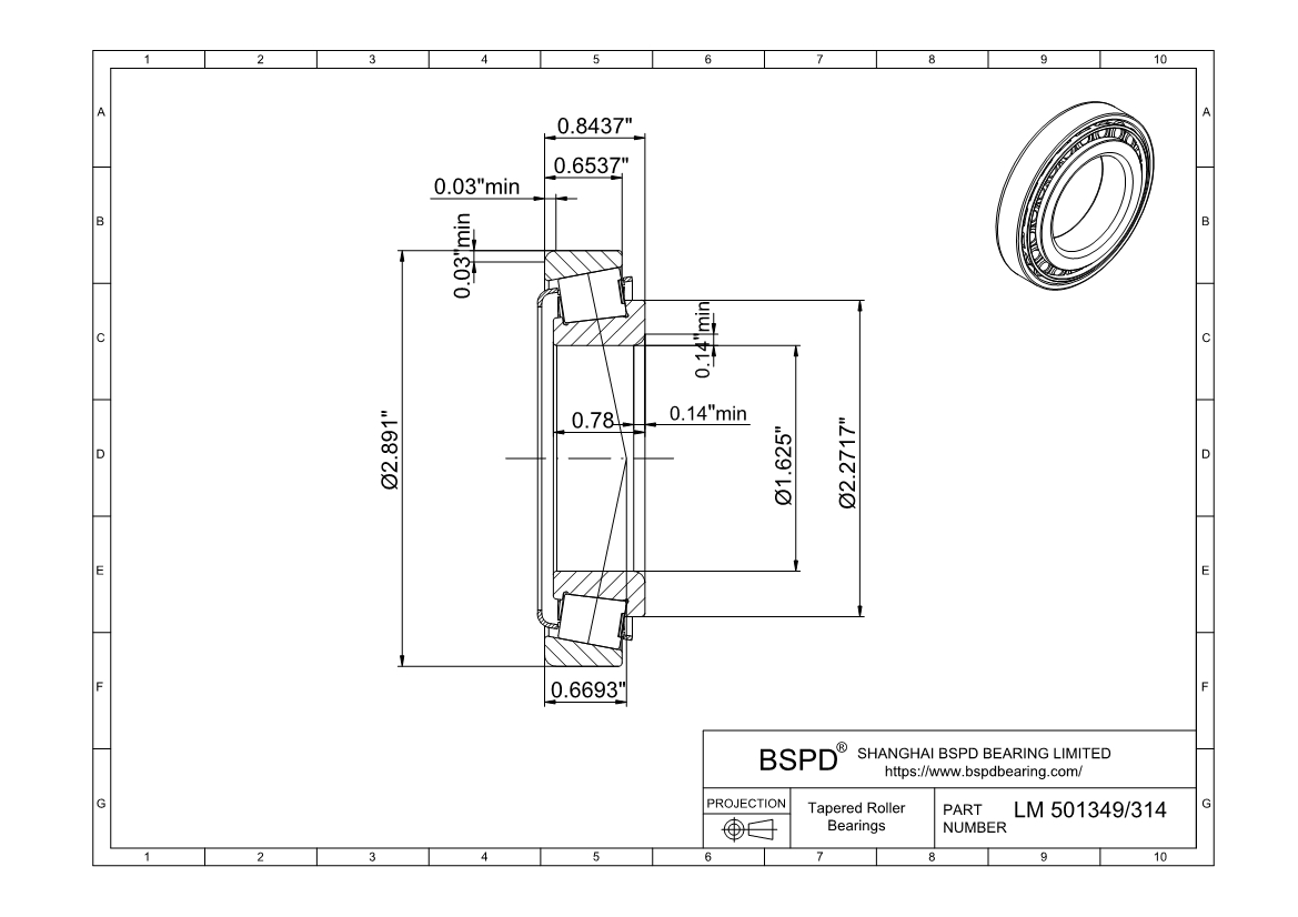LM 501349/314 Inch Single Row Tapered Roller Bearings | BSPD Bearing ...